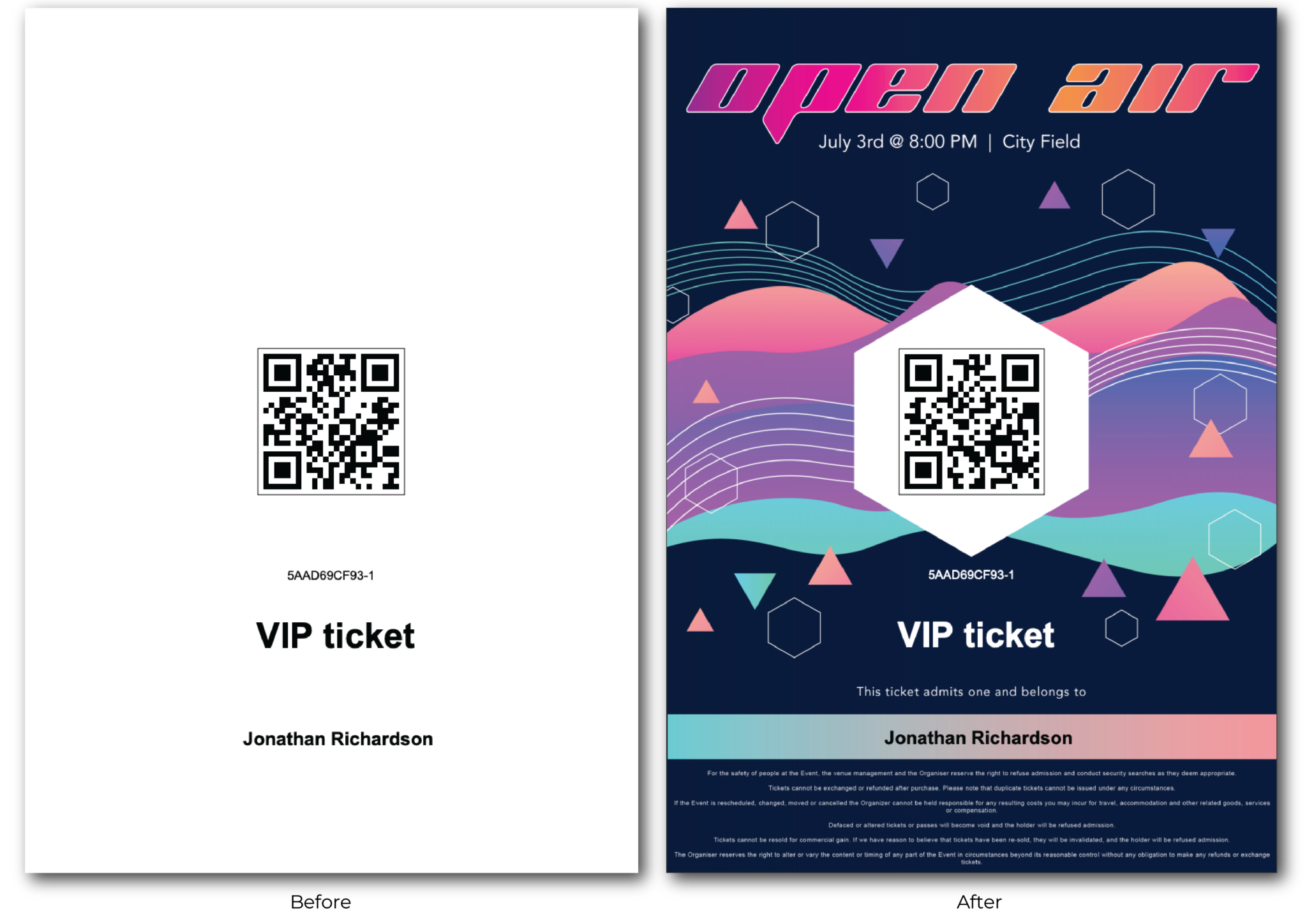 Create neatly looking ticket template